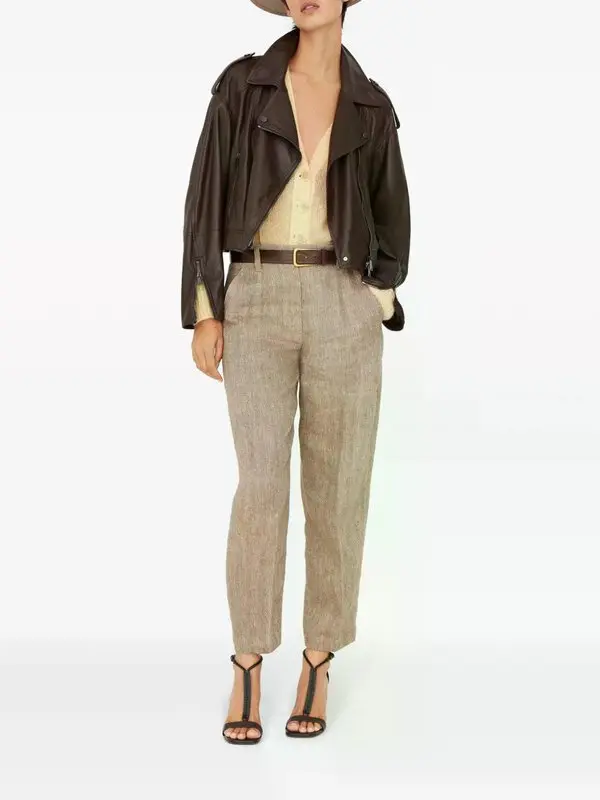 Brunello Cucinelli Panelled Leather Cropped Jacket