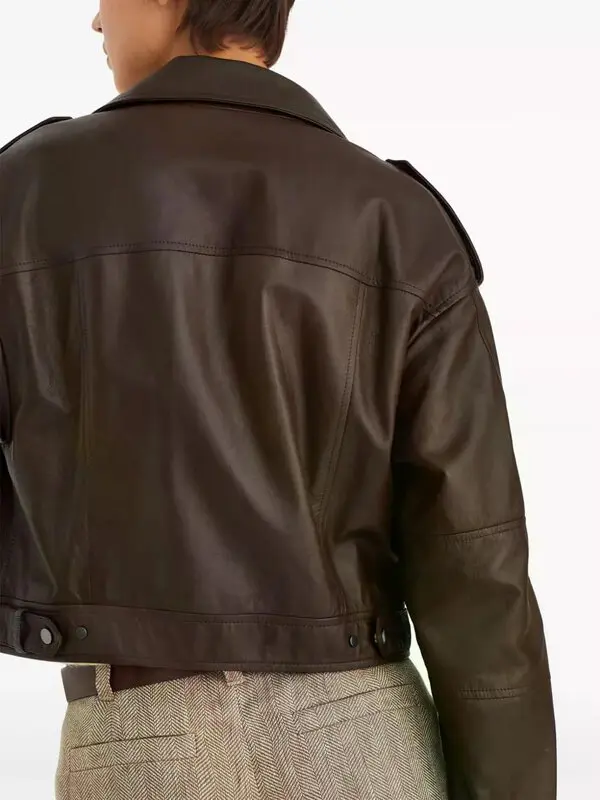 Brunello Cucinelli Panelled Leather Cropped Jacket