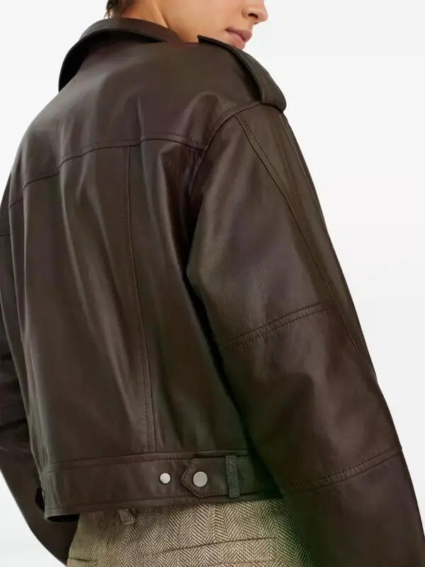 Brunello Cucinelli Panelled Leather Cropped Jacket