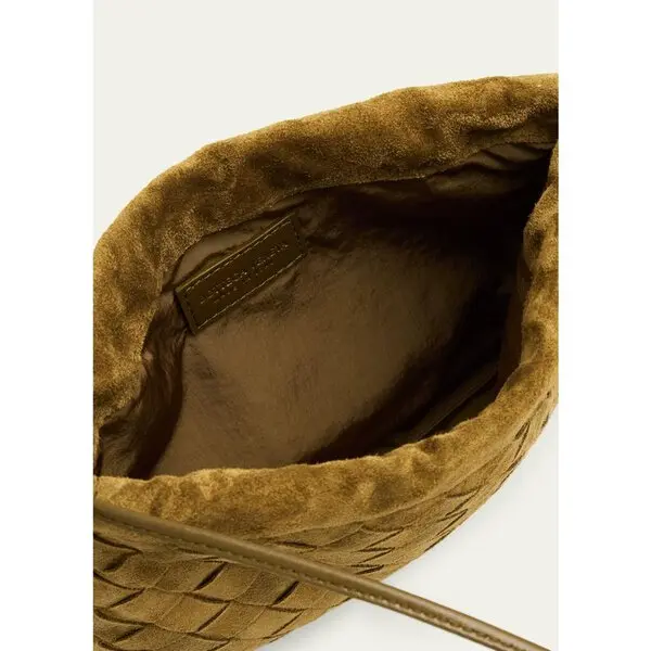 Bottega Veneta Small Intrecciato Suede Pouch - Moss