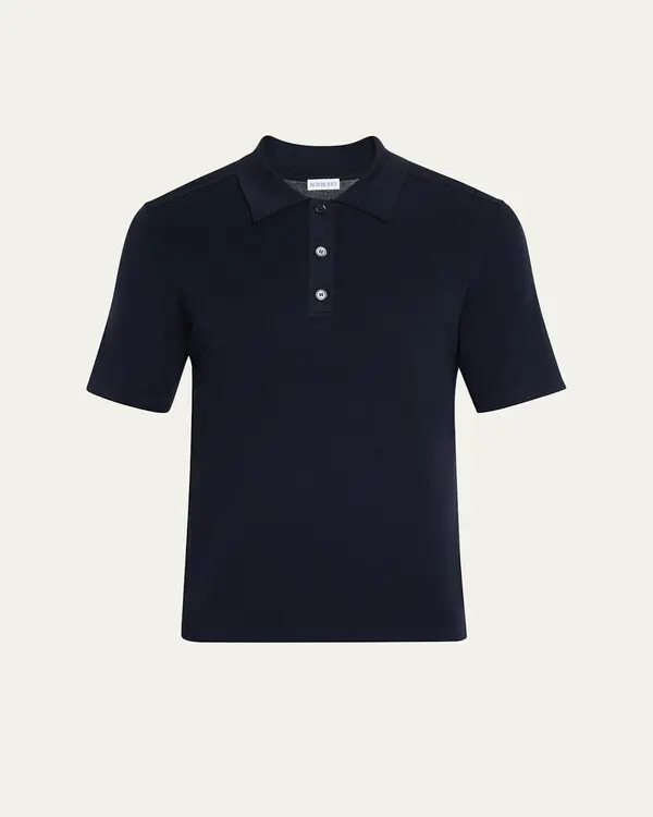 Burberry Wool Knit Check-placket Polo Shirt
