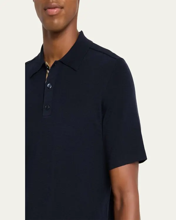 Burberry Wool Knit Check-placket Polo Shirt