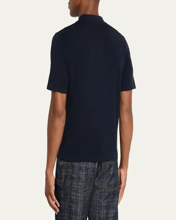 Burberry Wool Knit Check-placket Polo Shirt