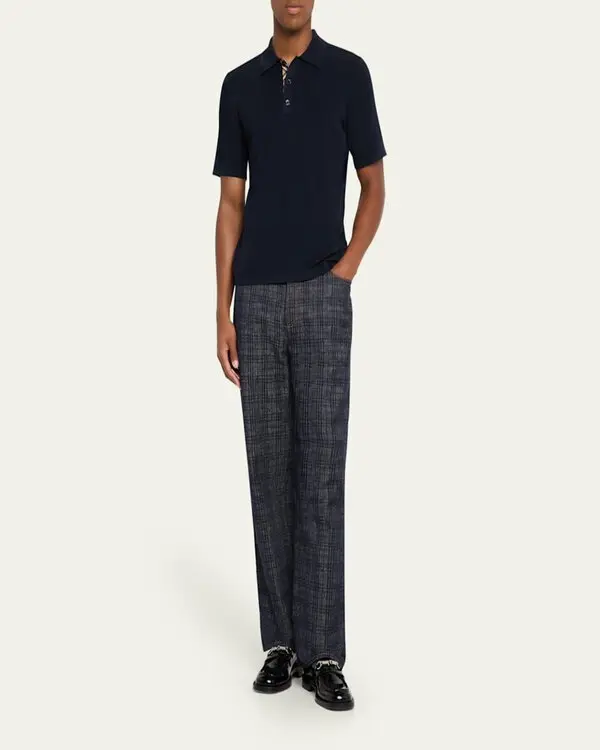Burberry Wool Knit Check-placket Polo Shirt