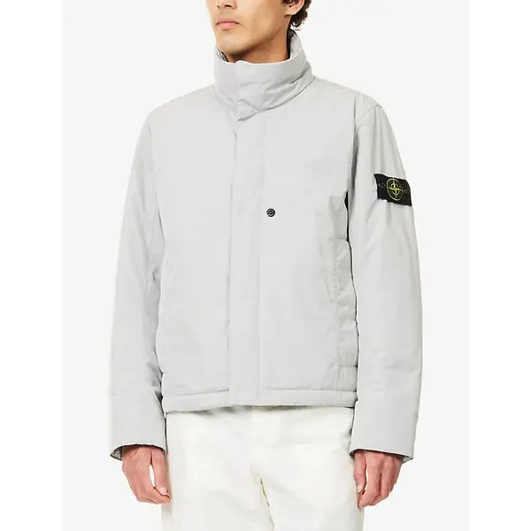 Stone Island Micro Twill Logo-patch Woven Jacket - Pearl Grey