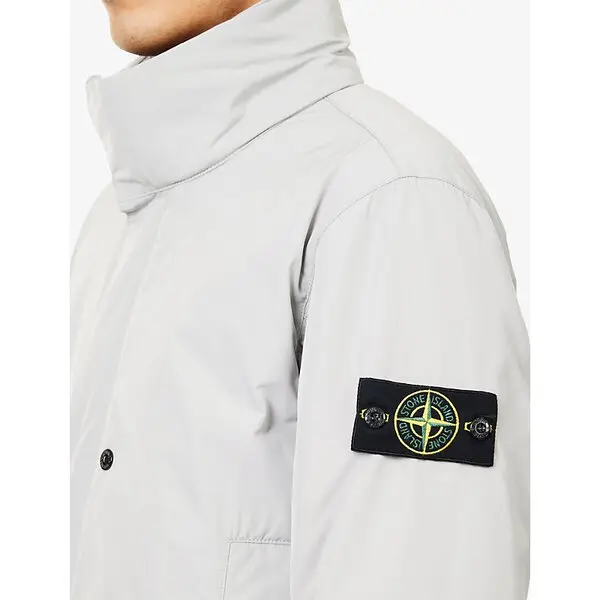 Stone Island Micro Twill Logo-patch Woven Jacket - Pearl Grey