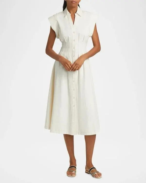 Veronica Beard Ruben Button-front Midi Dress - Ecru