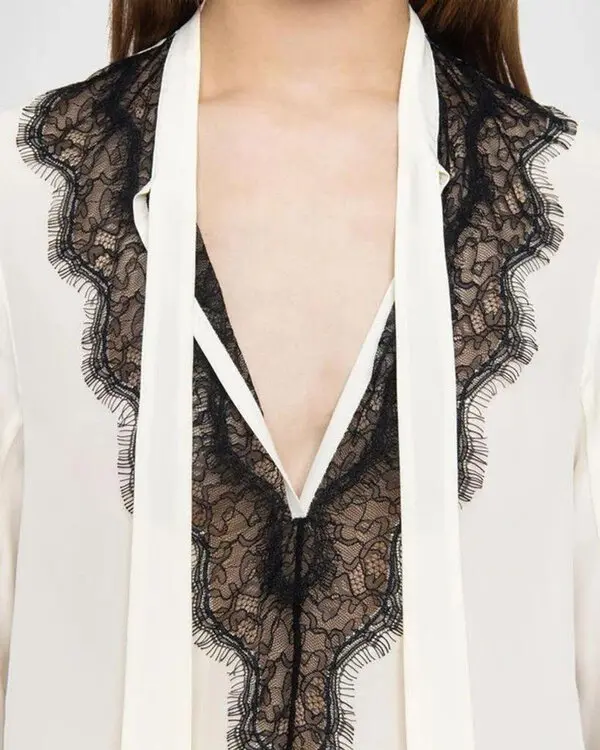 Zadig&Voltaire Tuan Lace Crepe De Chine Blouse - Flake