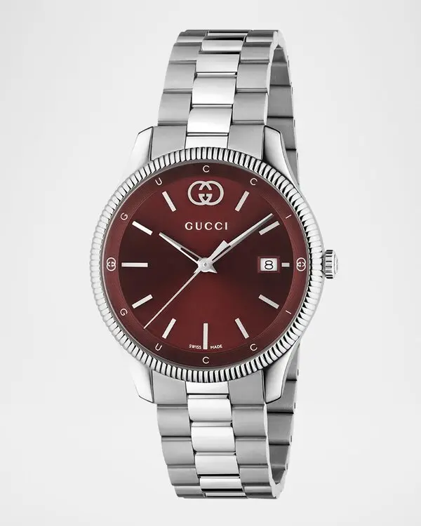 Gucci G Timeless 38mm Stainless Steel Bracelet Watch - Red