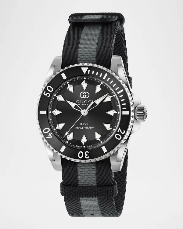 Gucci Dive 40mm Stainless Steel Strap Watch - Black
