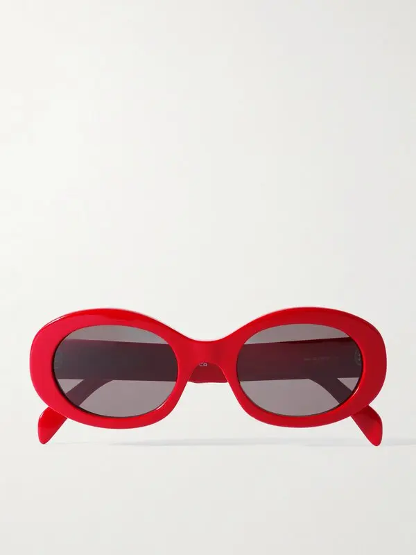 Celine Triomphe Oval Sunglasses - Red