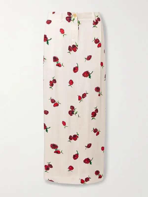 Khaite Lucian Pleated Silk-twill Maxi Skirt
