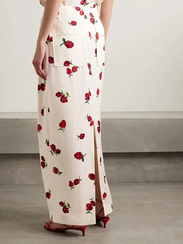 Khaite Lucian Pleated Silk-twill Maxi Skirt