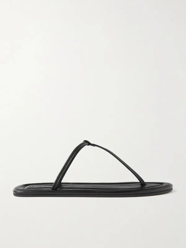 ST. AGNI Leather T-bar Sandals - Black