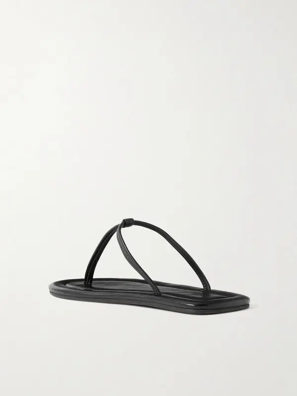ST. AGNI Leather T-bar Sandals - Black