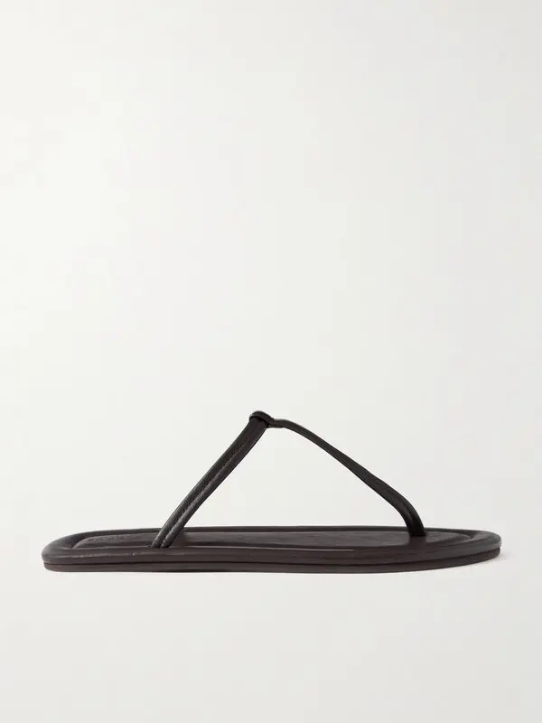 ST. AGNI Leather T-bar Sandals - Brown