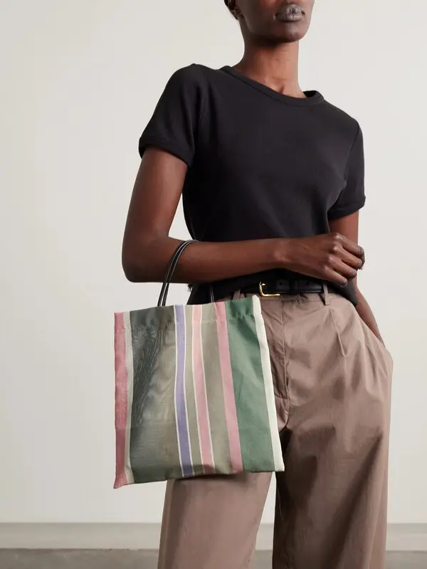 THE ROW Barn Mini Striped Mesh Tote