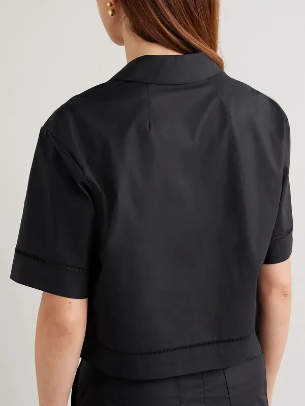 Theory Lace-trimmed Cotton-blend Poplin Shirt