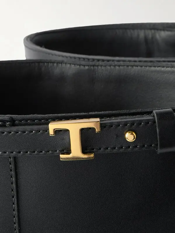 TOD'S Gomma Embellished Leather Knee Boots - Black