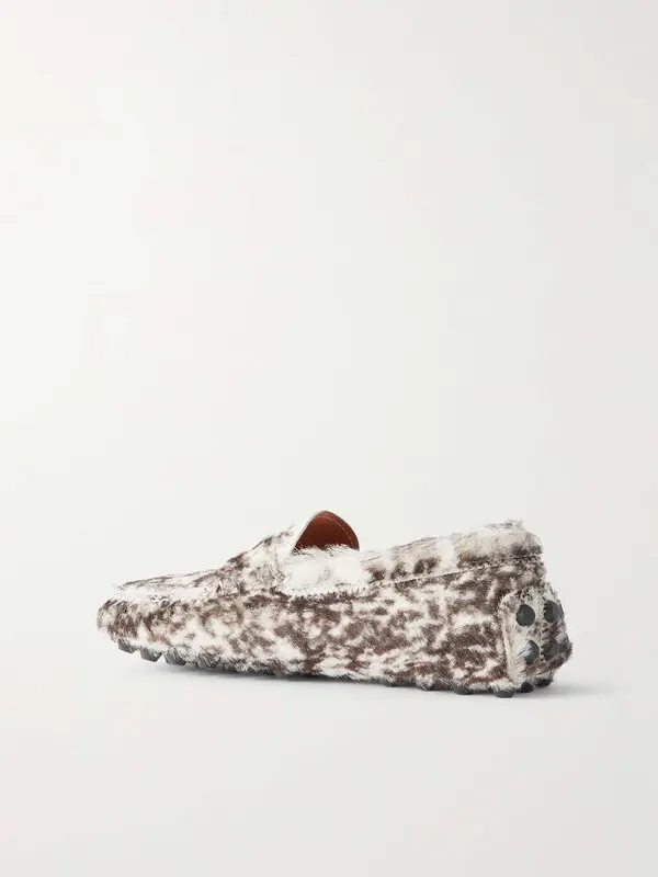 TOD'S Gommino Leopard-print Pony Hair Loafers
