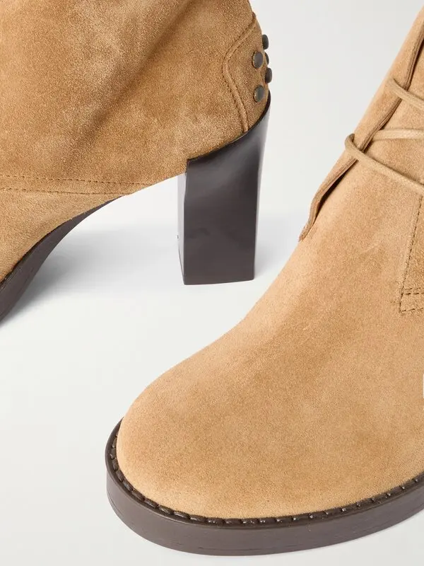 TOD'S Gomma Suede Ankle Boots - Brown