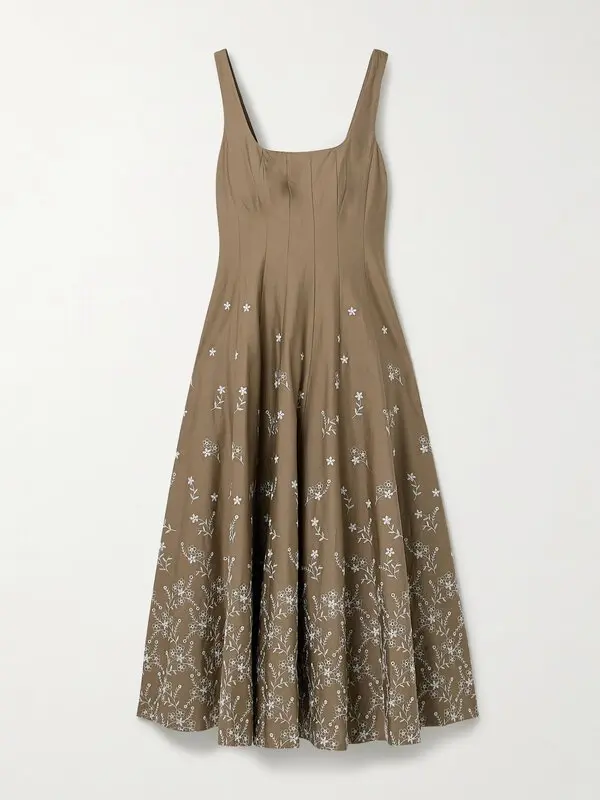 green emerald velvet dress STAUD WELLS DRESS WHITE EMBROIDERY 1 main image 0