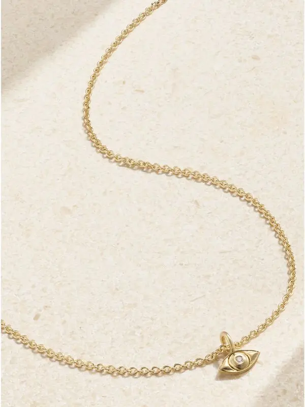 STONE AND STRAND Mini Evil Eye Diamond Necklace - Gold