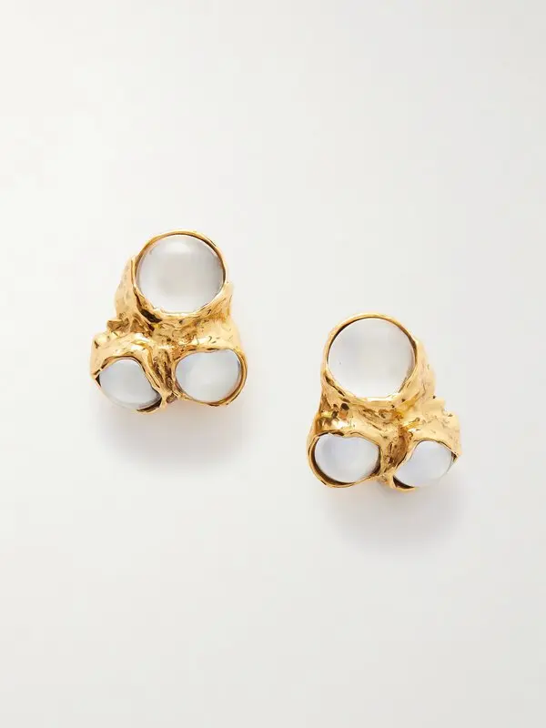 Saint Laurent Tone And Resin Clip Earrings - Gold