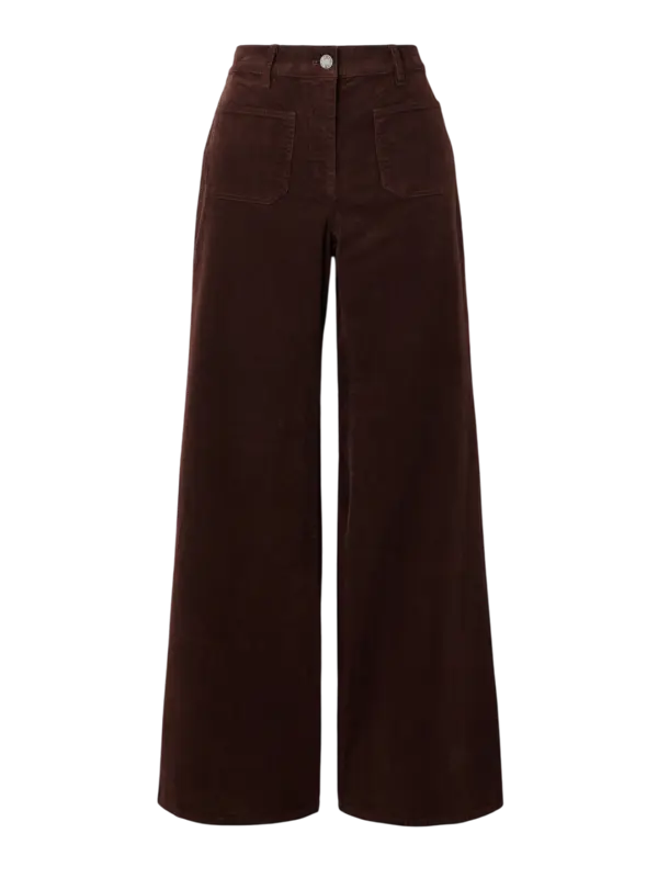 NILI LOTAN Florence Cotton-blend Corduroy Flared Pants - Burgundy