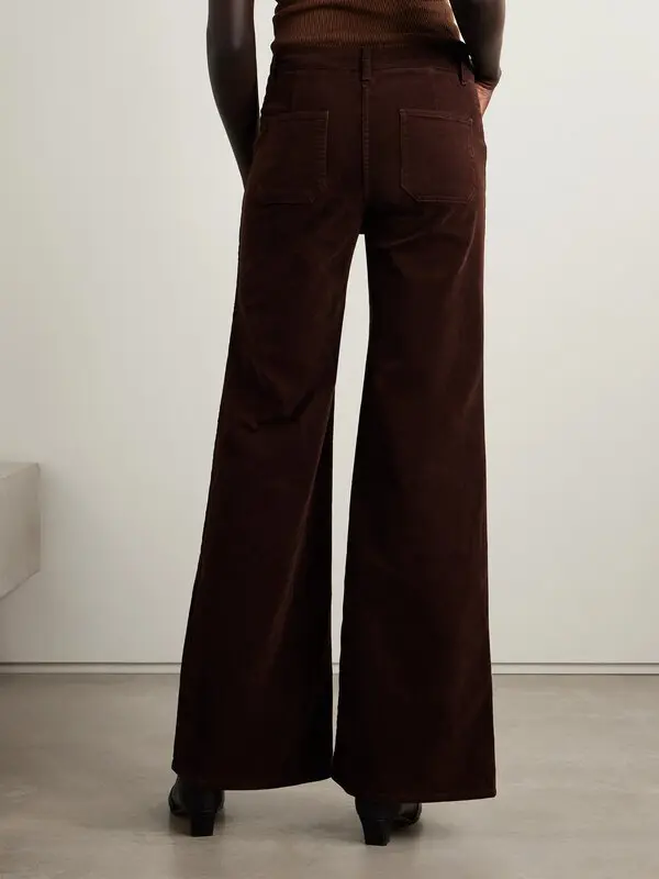NILI LOTAN Florence Cotton-blend Corduroy Flared Pants - Burgundy