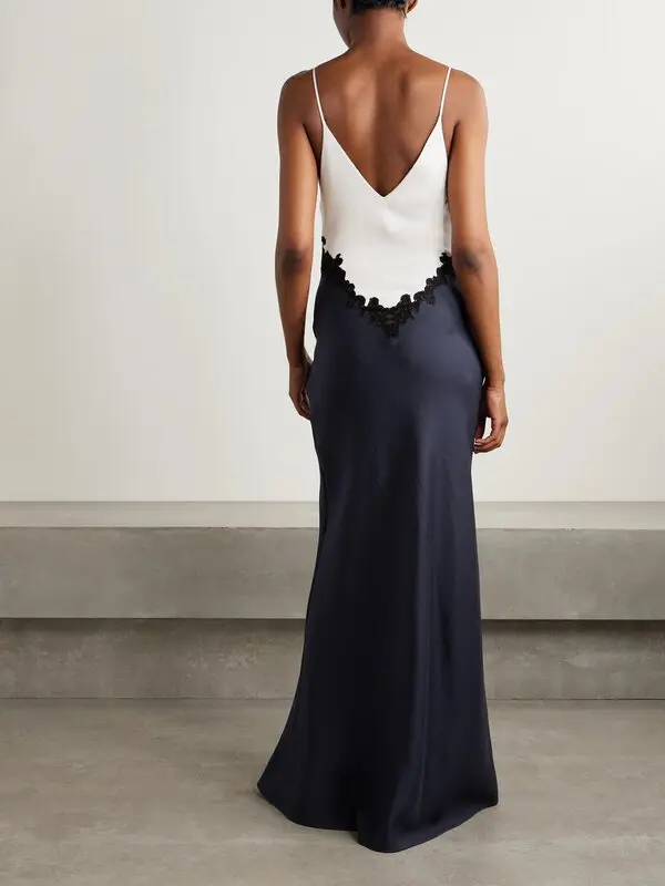 Gabriela Hearst Amaryllis Lace-Trimmed Maxi Dress - Blue