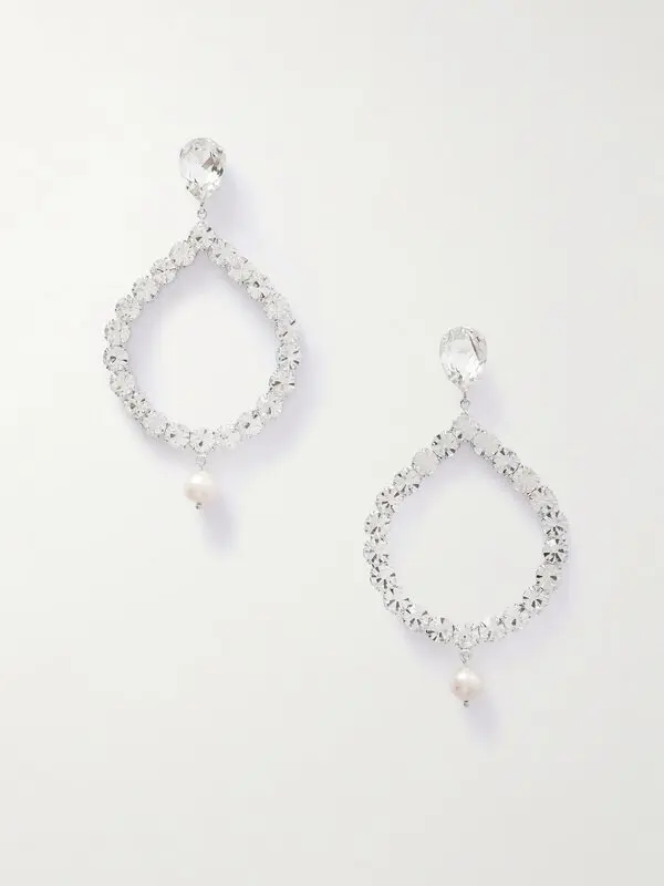 Magda Butrym Tone, Crystal And Pearl Earrings - Silver