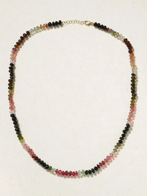 Jia Jia Tourmaline Beaded Necklace - Gold
