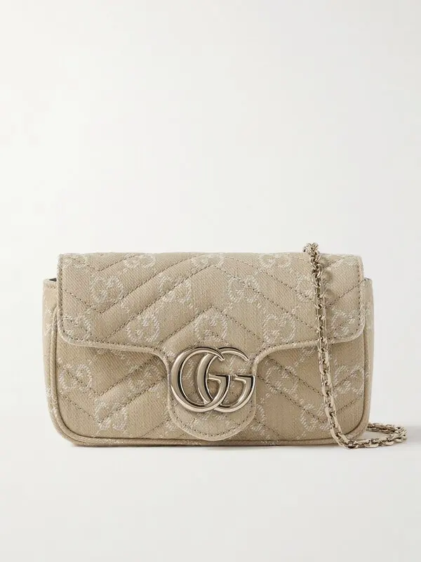 Gucci Gg Marmont 2.0 Matelassé Canvas-jacquard Shoulder Bag - Neutrals