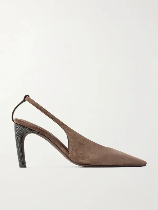 Brunello Cucinelli Bead-embellished Slingback Pumps