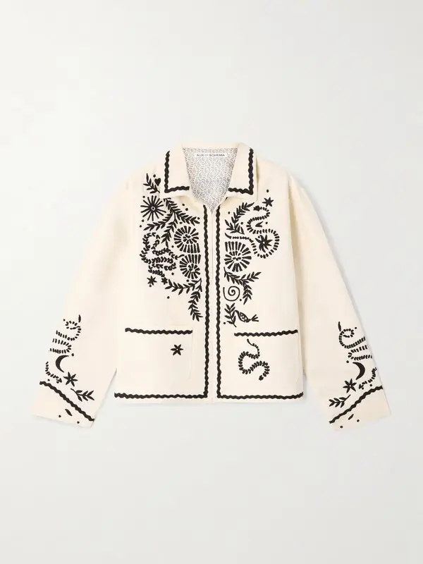 Alix Of Bohemia Francis Embroidered Silk Jacket - Off-white