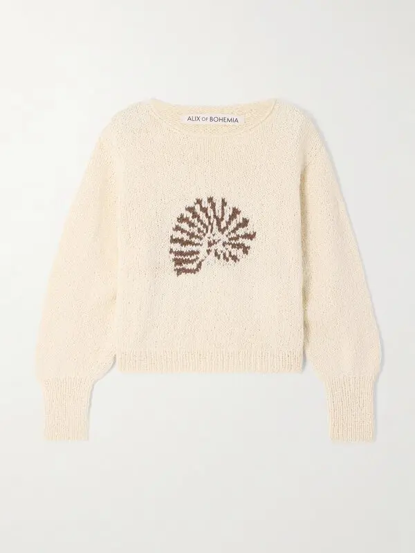 Alix Of Bohemia Leigh Jacquard-knit Cotton Sweater - Cream
