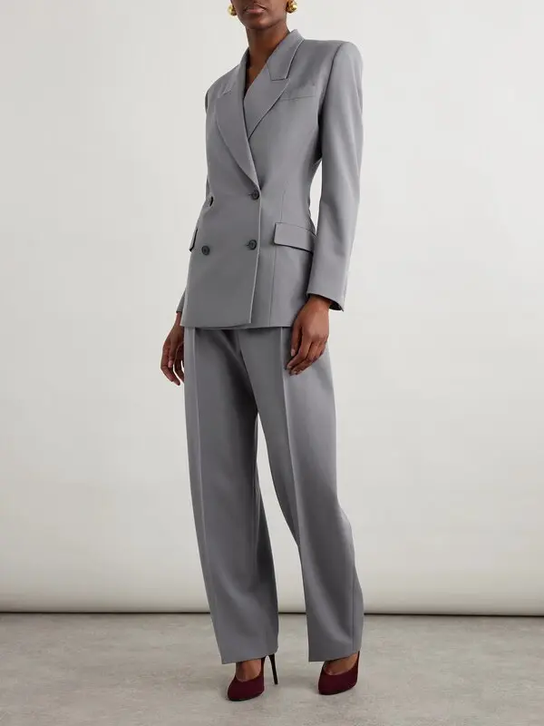 Alaïa Pleated Wool-gabardine Straight-leg Capri Pants