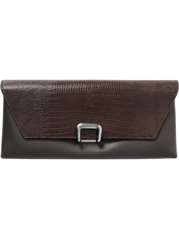 Brunello Cucinelli Lizard-effect Leather Clutch - Brown
