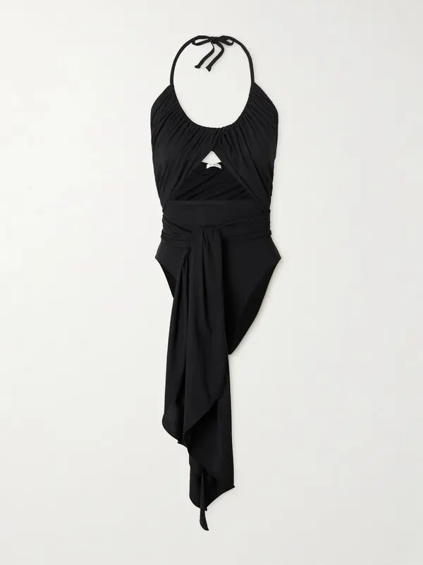 Alaïa Halterneck Draped One-piece Swimsuit - Black