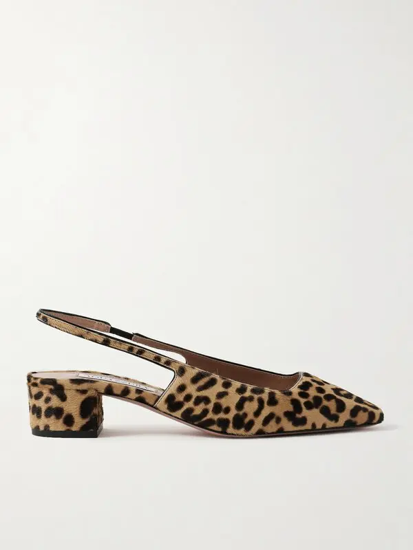 AQUAZZURA Ginza 35 Leopard-print Slingback Pumps - Animal Print