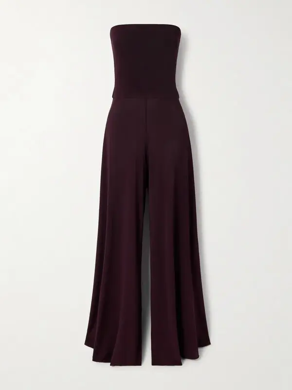 Alaïa Strapless Jersey Jumpsuit - Burgundy