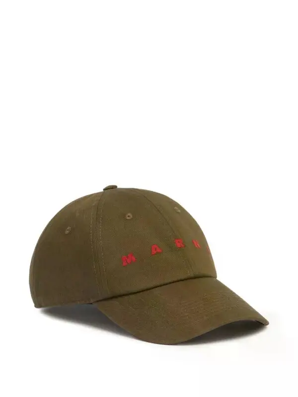 Marni Logo Embroidered Baseball Cap - Green