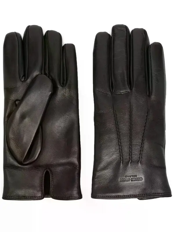 Giorgio Armani Lambskin Leather Gloves - Brown