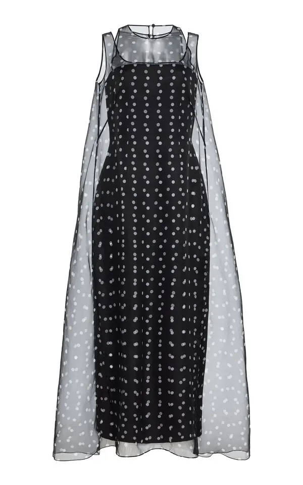 EMILIA WICKSTEAD Selina Polka-dot Taffeta Midi Dress - Black