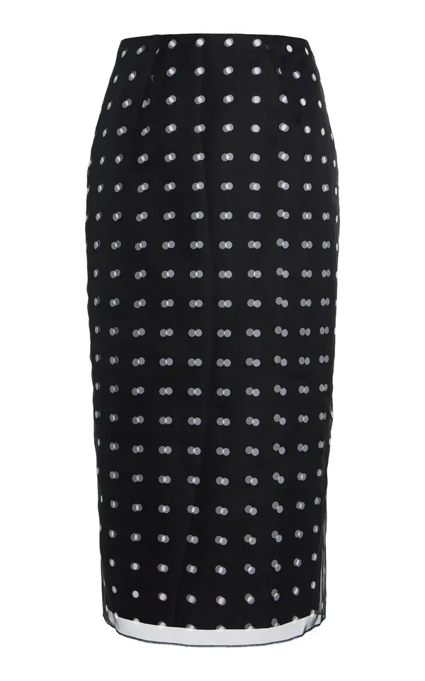 EMILIA WICKSTEAD Bethan Polka-dot Taffeta Midi Skirt - Black