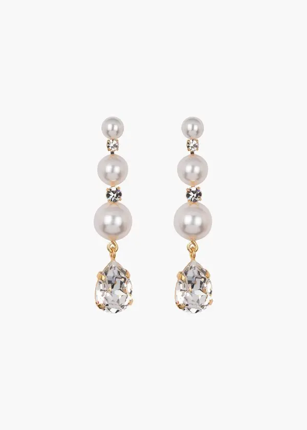 JENNIFER BEHR Corisande Drop Earrings - Crystal Pearl