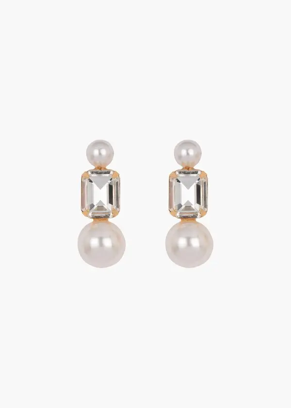 JENNIFER BEHR Sidonie Drop Earrings - Crystal Pearl