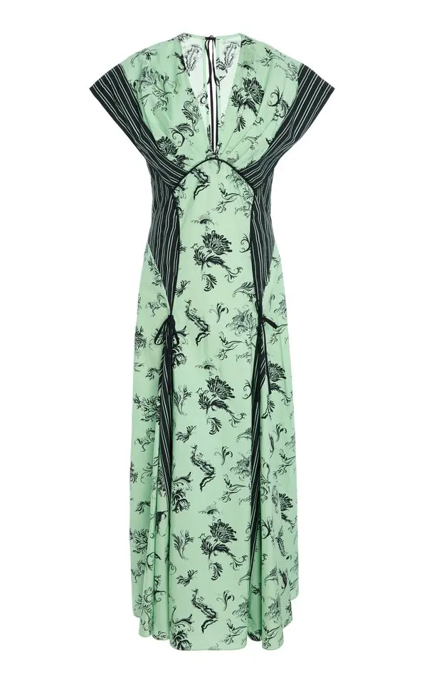 Rosie Assoulin Gathered Cotton Midi Dress - Green