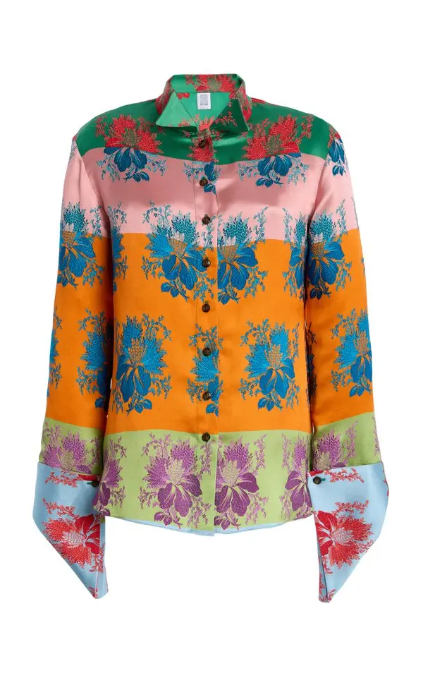 Rosie Assoulin French Cuff Jacquard Silk-blend Shirt
